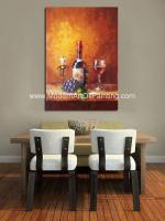 China Small Abstract Still Life palette knife art  Wine Bottle Fruit Customized size Color for sale