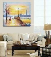 China Hand Painted Paris Oil Painting Acrylic  Scenery Building Eco Friendly For Wall Deco for sale