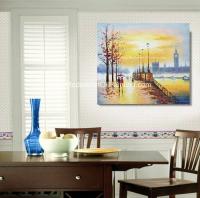 China Hand Painted Paris Oil Painting Acrylic  Scenery Building Eco Friendly For Wall Deco for sale