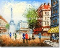 China Thick Oil Paris Street Scene Canvas Painting Gifts Promotion Show Custom Size Color for sale