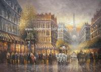 China Thick Oil Paris Street Scene Canvas Painting Gifts Promotion Show Custom Size Color for sale