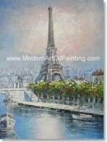China Hand Painted Paris Oil Painting Eiffel Tower ECO Solvent for sale