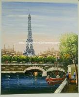 China Impression Paris Oil Painting Paris Street Stretching Frame One Panel Office Deco for sale