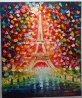 China Impression Paris Oil Painting Paris Street Stretching Frame One Panel Office Deco for sale