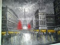 China Paris Abstract Painting / Modern Art Oil Painting Eiffel Tower Paris Single Panel for sale