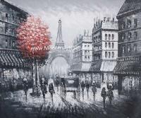 China Paris Painting Black And White , Impression Palette Knife Landscape Painting for sale