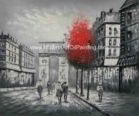 China Paris Painting Black And White , Impression Palette Knife Landscape Painting for sale