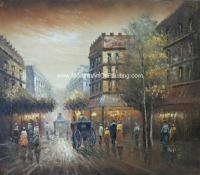 China Thick Oil Colorful Paris Painting , Impressionism Wall Art Paris Street Living Room Deco for sale