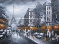 China Canvas Paris Cityscape Paintings , Oil Painting Modern Abstract Art Bars for sale