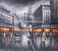 China Canvas Paris Cityscape Paintings , Oil Painting Modern Abstract Art Bars for sale