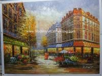 China Framed Paris Oil Painting Eiffel Tower Paris Street Eco-Friendly For Leisure Clubs for sale