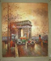 China Contemporary Paris Street Scene Oil Painting Arc De Triomphe On Canvas for sale