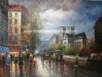 China Palette Knife Paris Oil Painting Paris Street Thick Oil 50 cm x 60 cm For cafes for sale