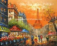 China Modern Paris Oil Painting Eiffel Tower Handmade Jane Style Maintaining Freshness for sale