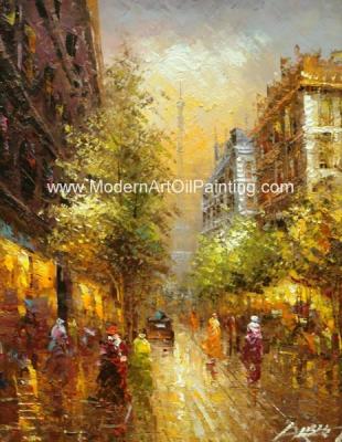 China Home Decoration Villas Bars Paris Oil Painting Without Frame for sale