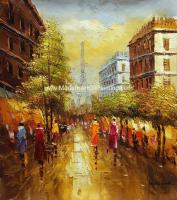 China Impressionism Paris Oil Painting Paris Street Handmade Palette Knife on Canvas for sale
