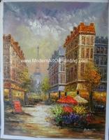 China Impressionism Paris Oil Painting Paris Street Handmade Palette Knife on Canvas for sale
