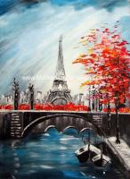 China Modern Canvas Paris Oil Painting Streetscape Handmade By Palette Knife for sale