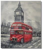 China Abstract Oil Painting Paris Black White Red  , Palette Knife Landscape Painting For A Gift for sale