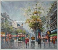 China Framed Paris Street Scene Oil Painting Oil On Linen For Living Room Deco for sale