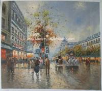 China Framed Paris Street Scene Oil Painting Oil On Linen For Living Room Deco for sale