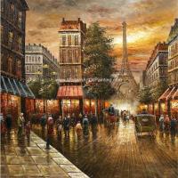 China Contemporary Paris Street Scene Canvas Painting Palette Knife Stretching Frame for sale