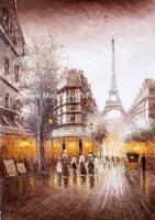 China 60cm X 90cm Knife Palette Paris Street Oil Painting 100% Hand Made for sale