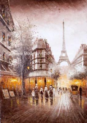 China 60cm X 90cm Knife Palette Paris Street Oil Painting 100% Hand Made for sale