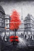 China Custom Knife palette Pairs Street Oil Painting Cityscape Wall Art On Canvas for sale