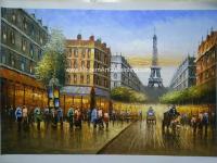 China 100% Handmade Paris Oil Painting Palette Knife Eiffel Tower Paris Scenery On Canvas for sale