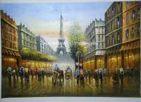 China 100% Handmade Paris Oil Painting Palette Knife Eiffel Tower Paris Scenery On Canvas for sale