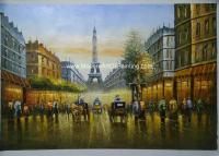 China 100% Handmade Paris Oil Painting Palette Knife Eiffel Tower Paris Scenery On Canvas for sale
