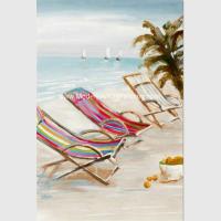 China Bright Seascape Oil Paintings On Canvas Seaside Beach 60 Cm X 90 Cm for sale