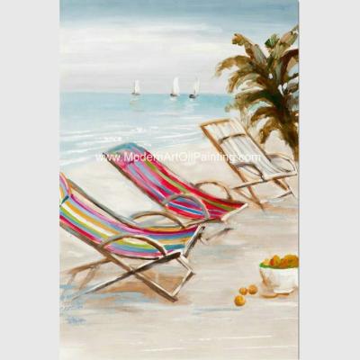 China Bright Seascape Oil Paintings On Canvas Seaside Beach 60 Cm X 90 Cm for sale