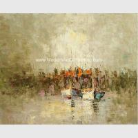 China Framed Palette Knife Oil Painting , Abstract sailboat scenery wall art painting for sale