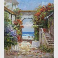 China Palette Knife Seaside Town Oil Painting Hand Painted Landscape Painting On Canvas for sale