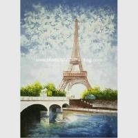 China Contemporary Palette Knife Painting  Eiffel Tower Covered With Thick Plastic Layer for sale