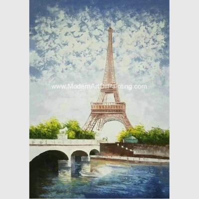 China Contemporary Palette Knife Painting  Eiffel Tower Covered With Thick Plastic Layer for sale