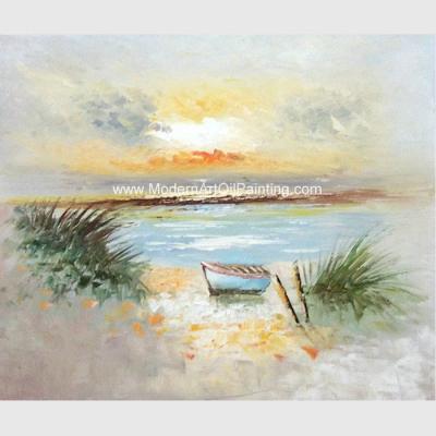 China Handmade Thick Oil Paint Palette Knife Scenery Beach Ship Modern House Decor for sale