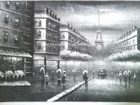 China Classic Oil Painting Paris Black And White ，Palette Knife Landscape Painting Linen Canvas for sale