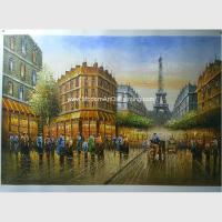 China 100% Handmade Paris Oil Painting Palette Knife Eiffel Tower Paris Scenery On Canvas for sale