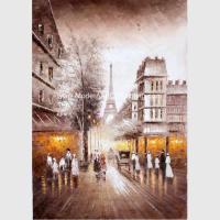China Palette Knife Paris Oil Painting Paris Street Handmade Thick Oil on Canvas for sale