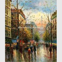 China Contemporary Paris Street Scene Canvas Painting Palette Knife Stretching Frame for sale