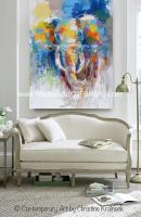 China Abstract Colorful Elephant Painting On Canvas / Animal Print Canvas Wall Art for sale
