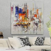 China Handmade Abstract cityscape wall art painting,  Acrylic Canvas Paintings streched for sale