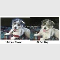 China Pet Custom Oil Painting Portraits Personalized Dog Portrait Painting Unique Gift for sale