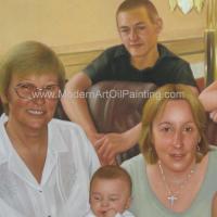 China Family Custom Oil Painting Portraits Handmade From Photograph 5 CM All Sides Around for sale