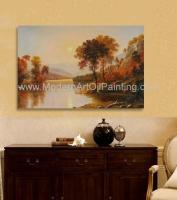 China River Sunrise Original Oil Landscape Paintings Horizontal 50 cm x 60 cm for sale
