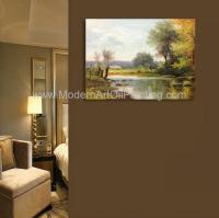 China Impressionist Original Oil Landscape Paintings River Rock Landscaping Handmade On Canvas for sale