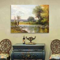 China Impressionist Original Oil Landscape Paintings River Rock Landscaping Handmade On Canvas for sale